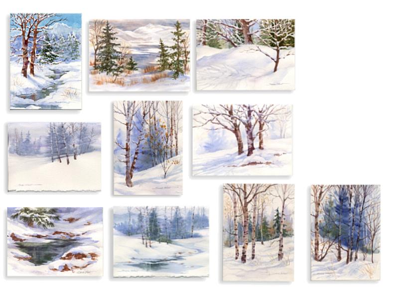 Christmas Card Patterns Winter Landscape Holiday Greeting Cards